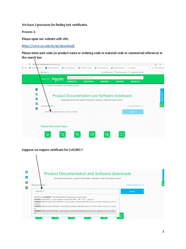 How To Find Schneider Electric Products Test Certificates - Rev-2 | PDF