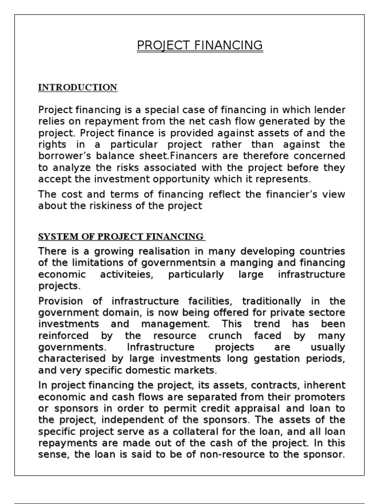 System of Project Financing | PDF | Project Finance | Preferred Stock