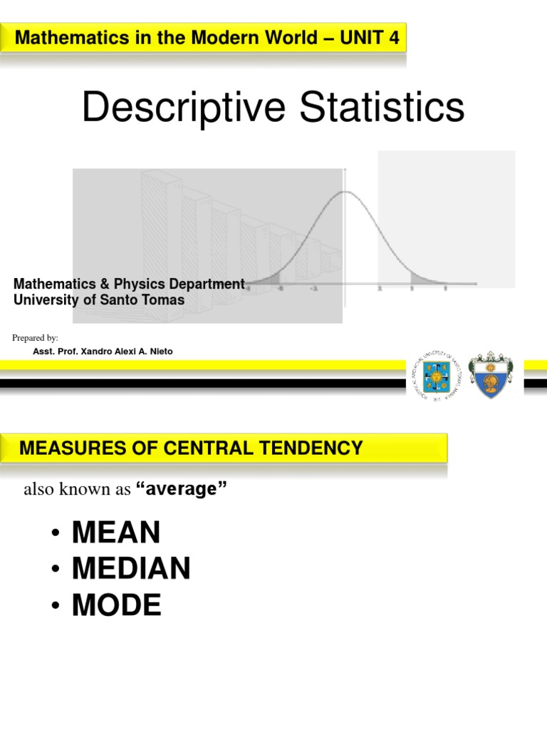 Descriptive Statistics: Mathematics in The Modern World - Unit 4 | PDF ...