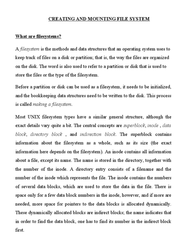 Creating and Mounting File System | PDF | File System | Computer File