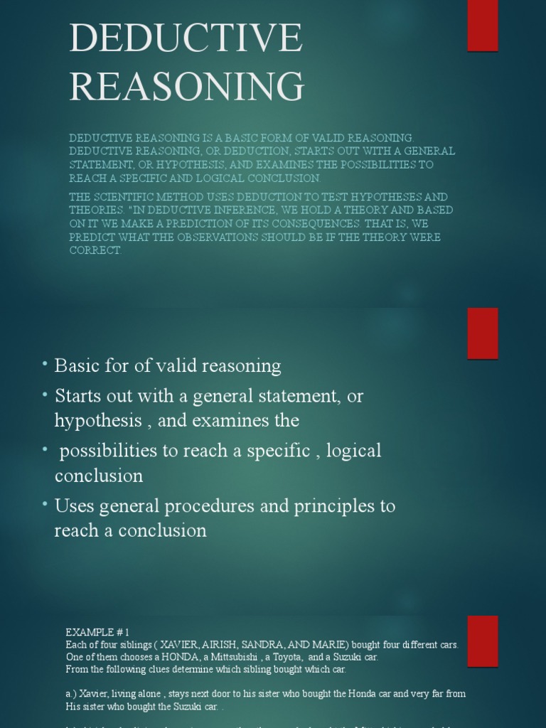 Deductive and Inductive Reasoning - Beatingo, Xavier | PDF | Deductive Reasoning | Reason