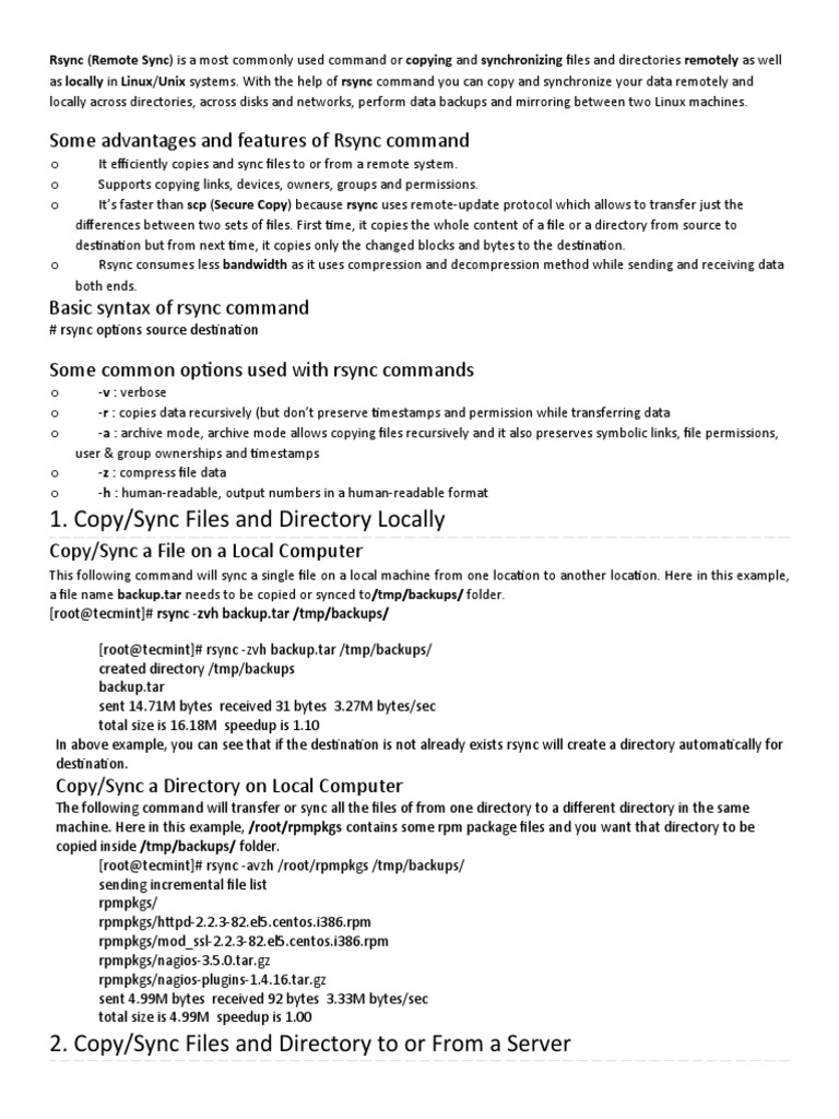Copy/Sync Files and Directory Locally: Some Advantages and Features of ...