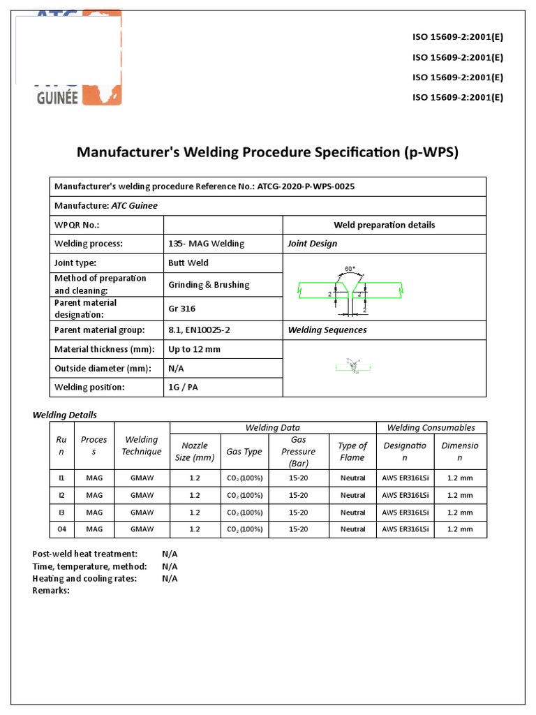 P-WPS 135 - MAG (GR 316) | PDF | Welding | Construction