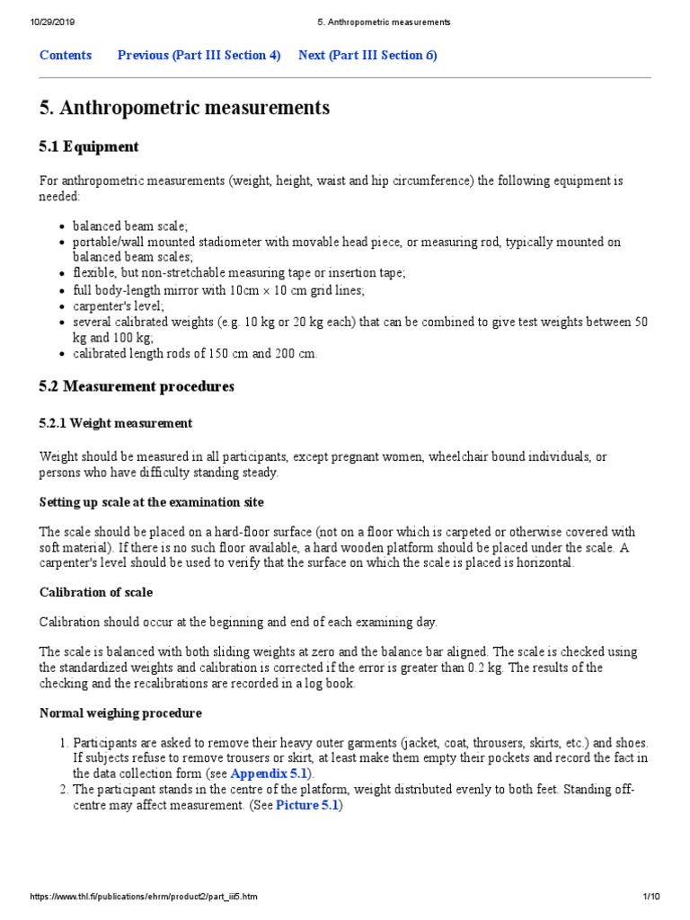 Anthropometric Measurements PDF | PDF | Waist | Audit