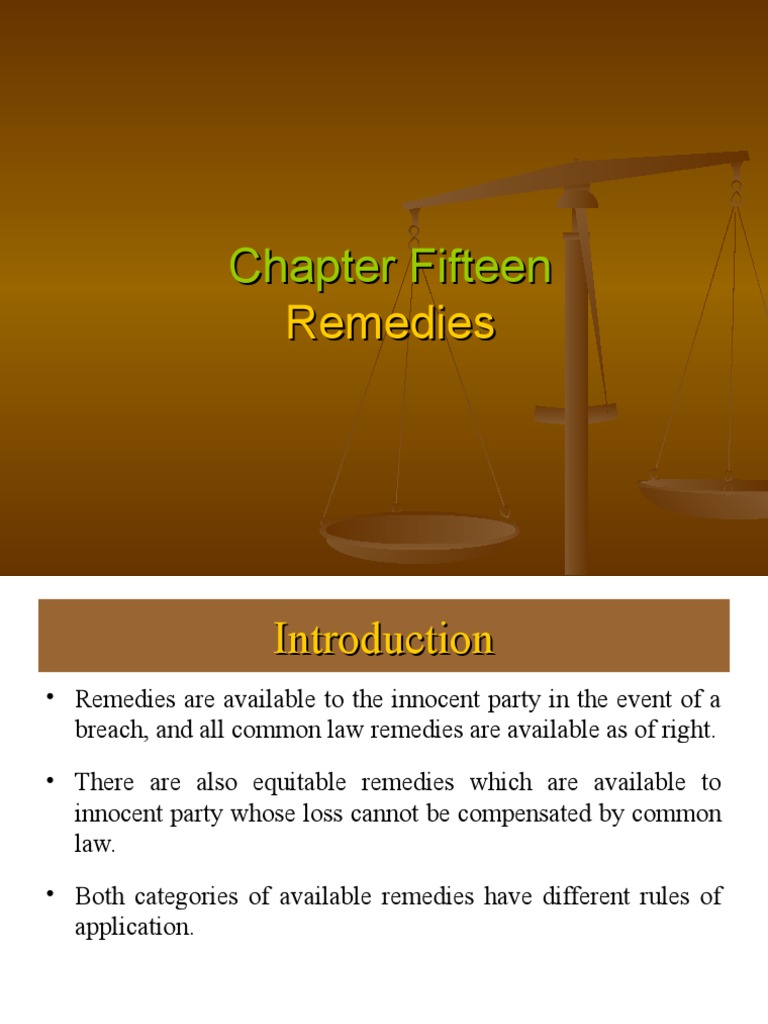 10 Chapter Fifteen Remedies | PDF | Legal Remedy | Damages