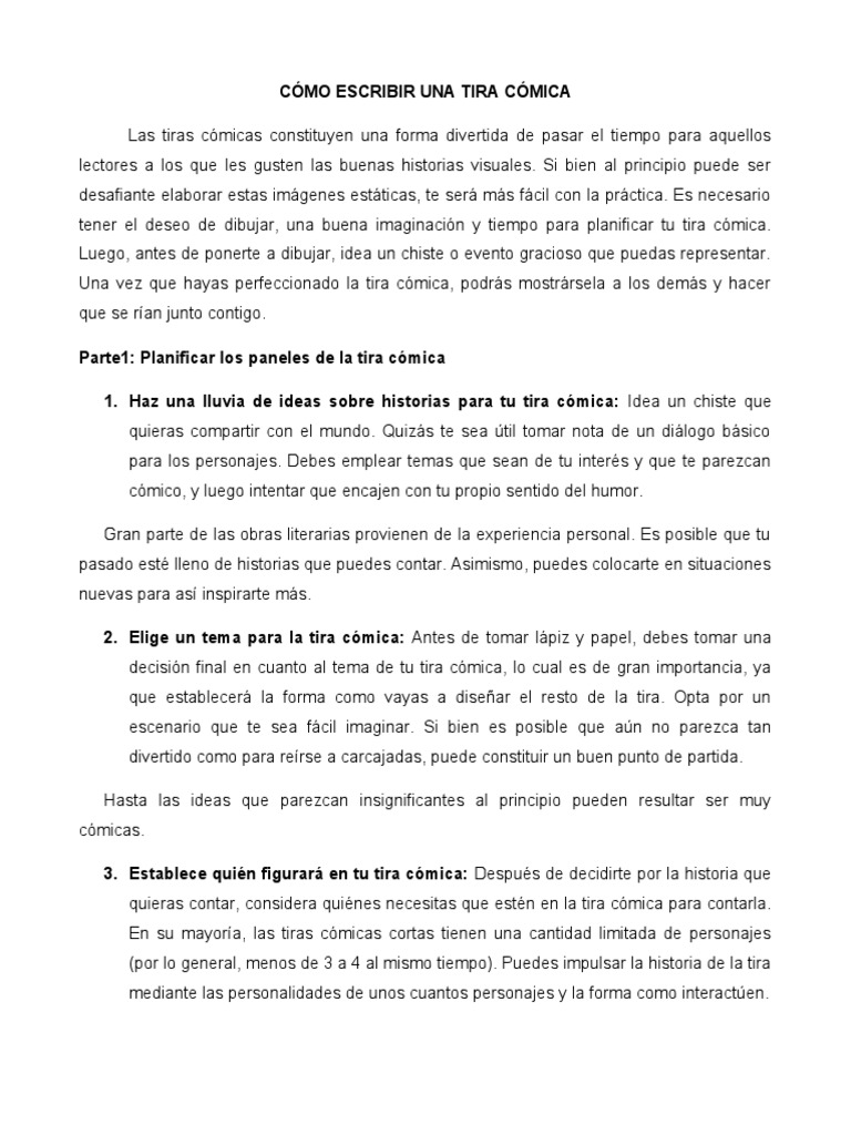 Cómo Escribir Una Tira Cómica | PDF | Humor | Lápiz
