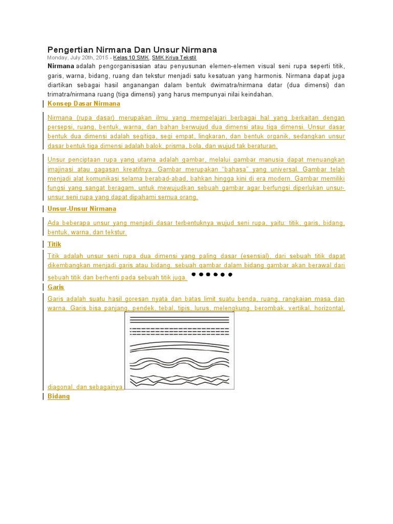 Pengertian Nirmana Dan Unsur Nirmana | PDF | Seni & Disiplin Bahasa