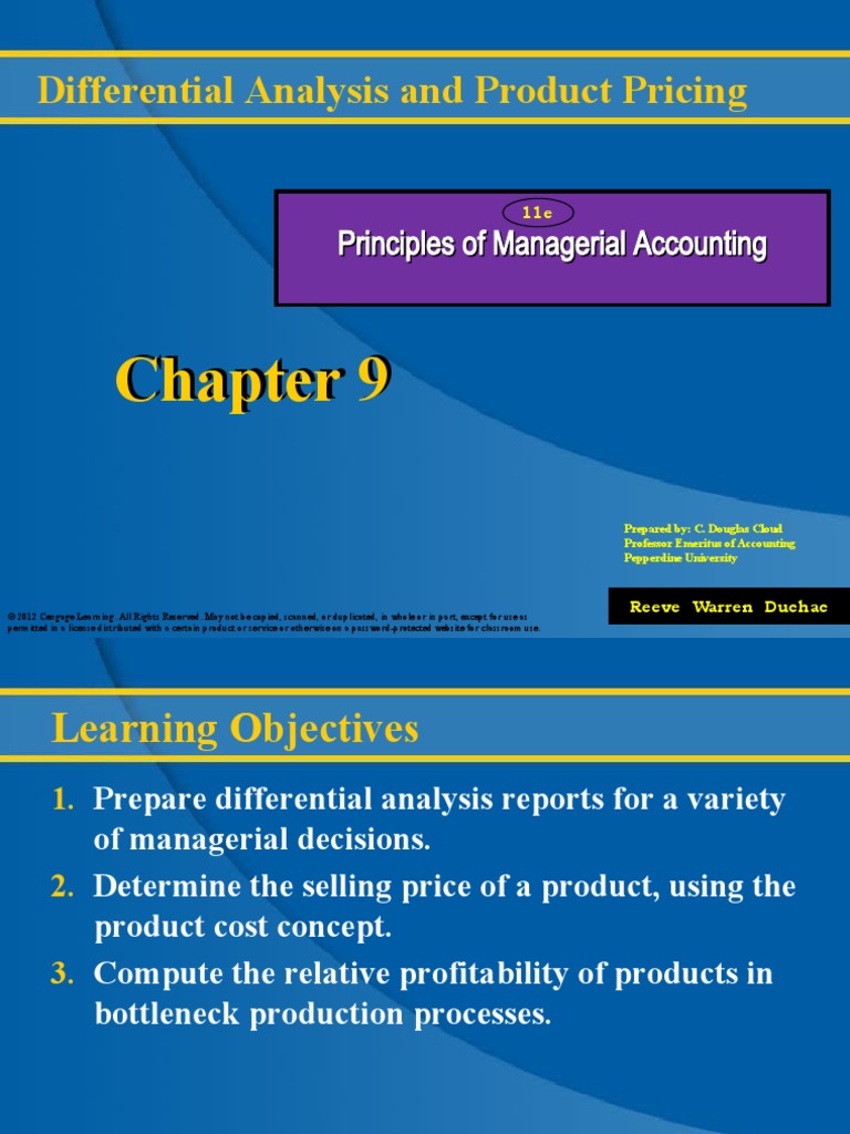 Differential Analysis and Product Pricing: Principles of Managerial ...