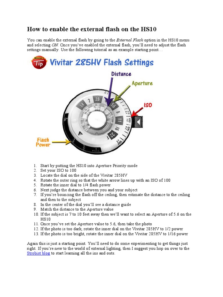 Enable External Flash on HS10 Guide | PDF