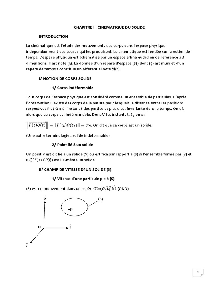 Cinématique des Solides : Concepts Clés | PDF | Mouvement de rotation | Accélération