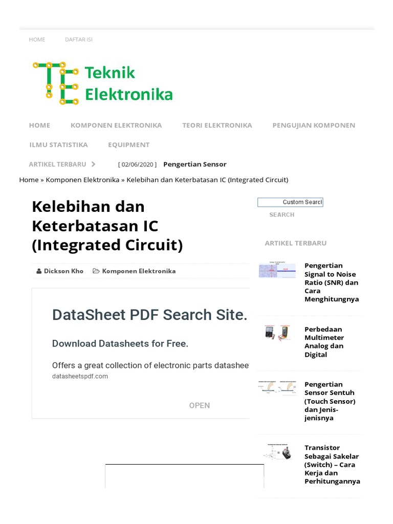 Kelebihan Dan Keterbatasan IC (Integrated Circuit) PDF | PDF