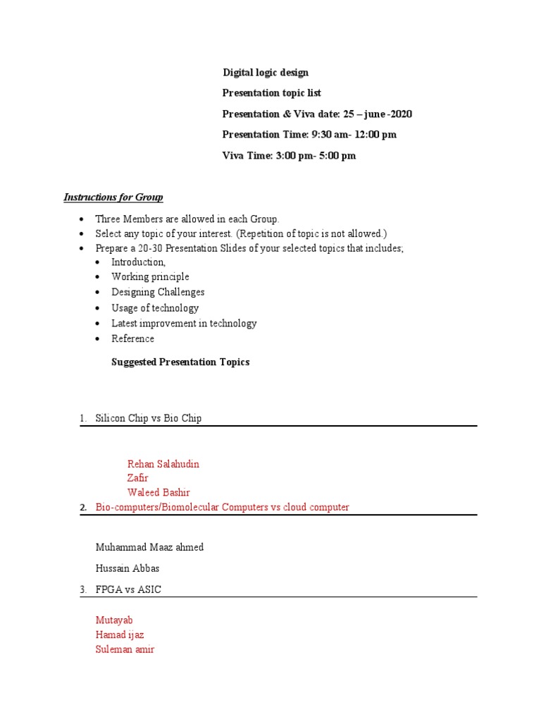 DIGITAL LOGIC DESIGN Project List | PDF | Embedded System | Computer Data Storage