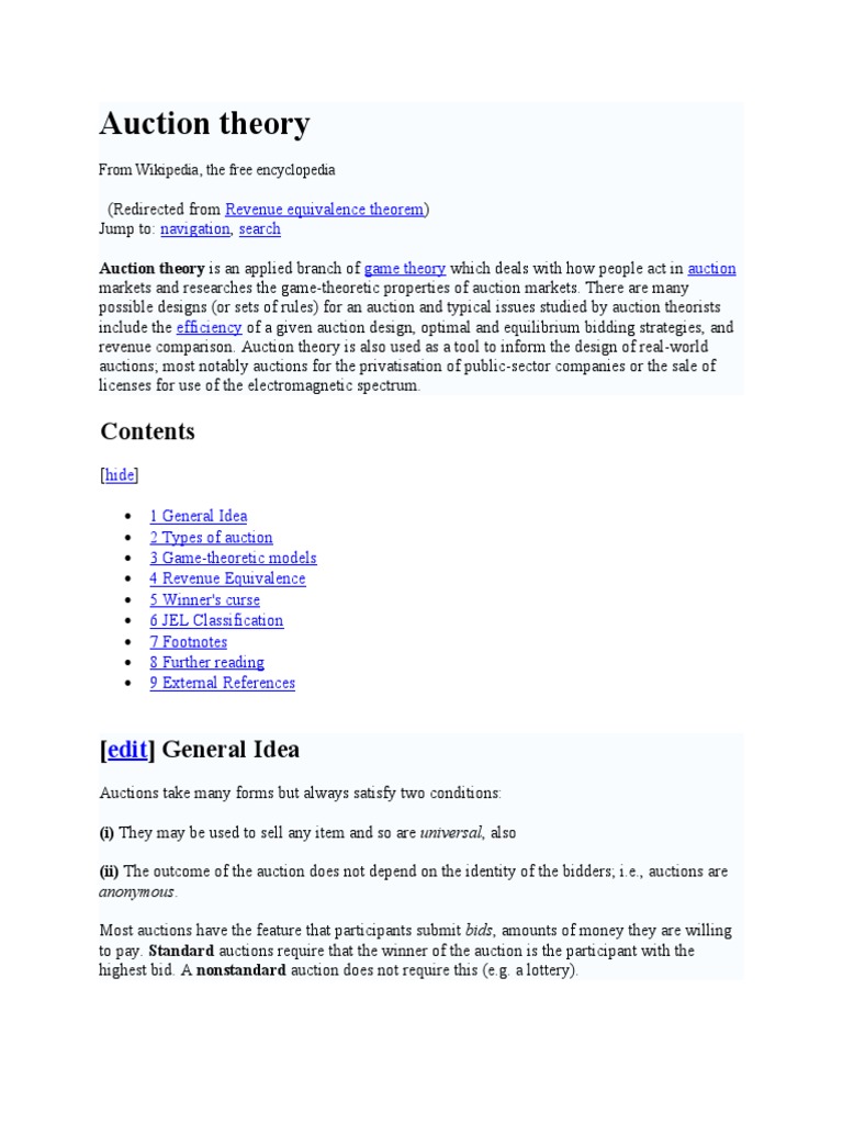 Auction Theory | Download Free PDF | Auction | Auction Theory
