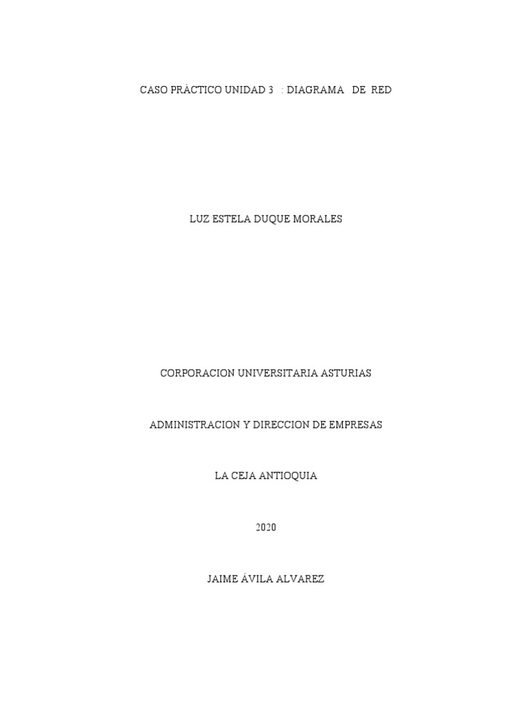 Diagrama de red para el caso práctico de la Unidad 3: representación ...