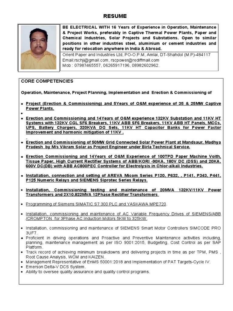 Ravi Resume | PDF | Electrical Substation | Transformer