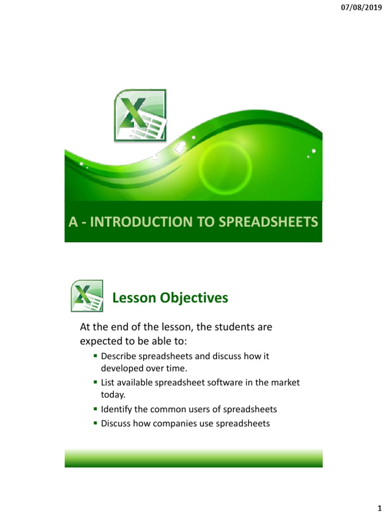 A - Intro To Spreadsheets | PDF | Spreadsheet | Incremental Computing