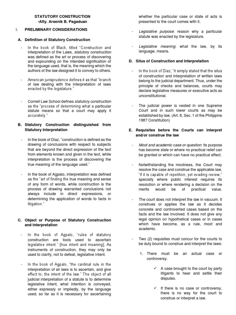 Legislative Purpose: Reason Why A Particular | PDF | Statutory ...