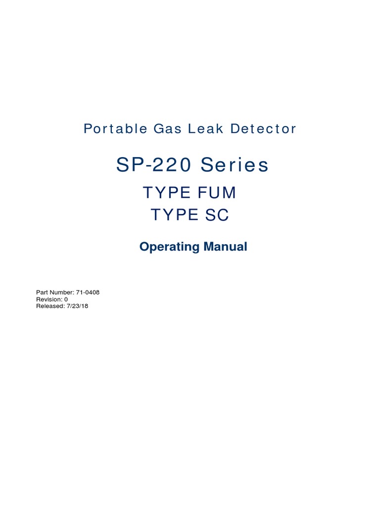 Comprehensive Operating Manual for the SP-220 Series Portable Gas Leak ...