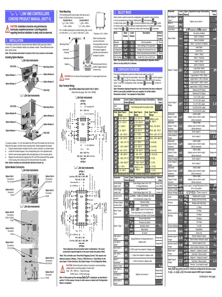 Din VMD Controllers Concise Product Manual (59377-3) | PDF | Parameter ...