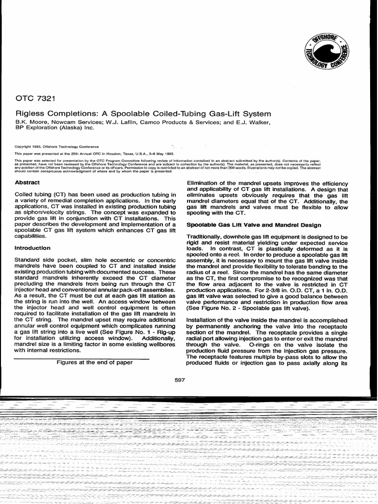 OTC Rigless Completions: A Spoolable Coiled-Tubing Gas-Lift System ...