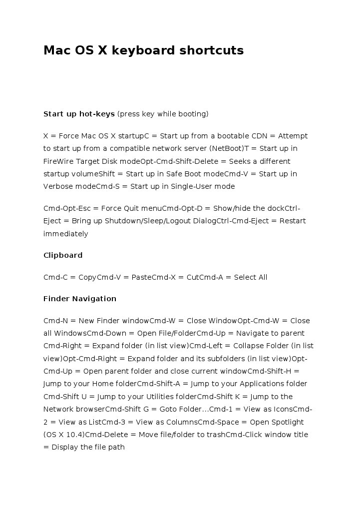 Mac OS X Keyboard Shortcuts: Start Up Hot-Keys (Press Key While Booting) | PDF | Finder ...