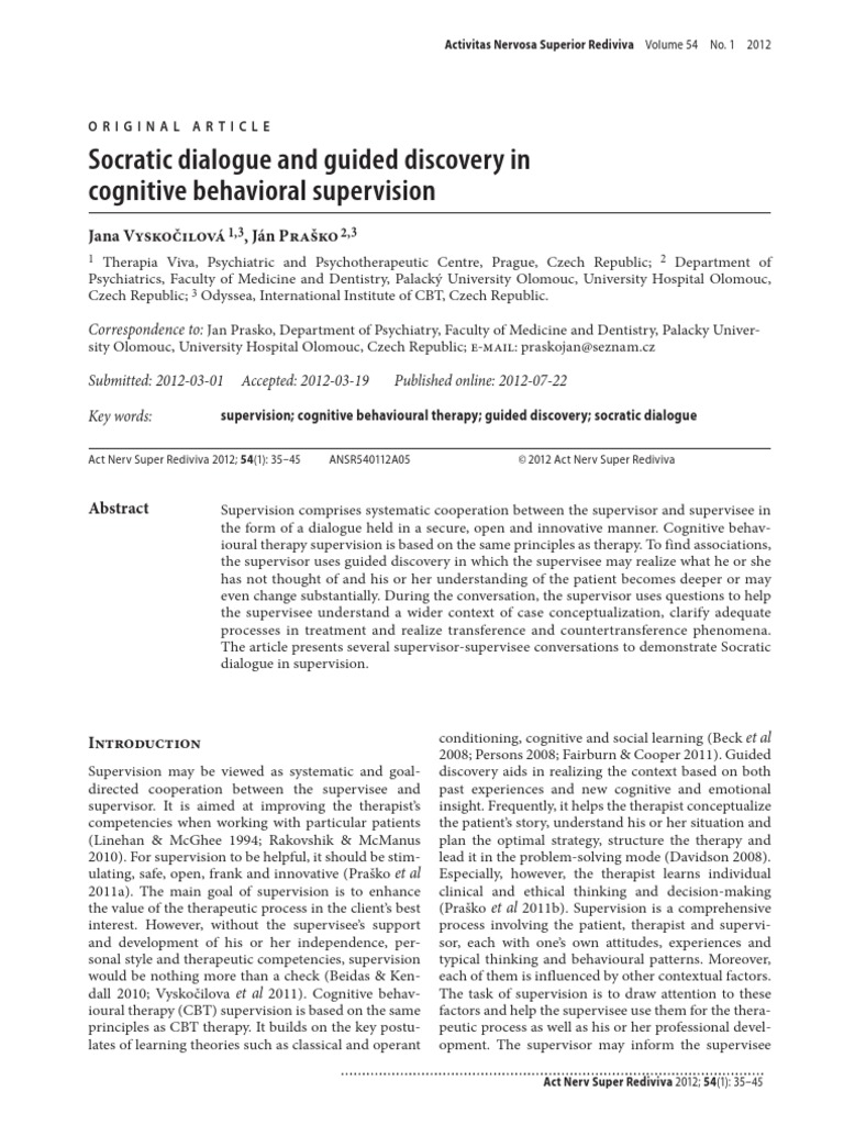 Socratic Dialogue and Guided Discovery in PDF | PDF | Psychotherapy ...