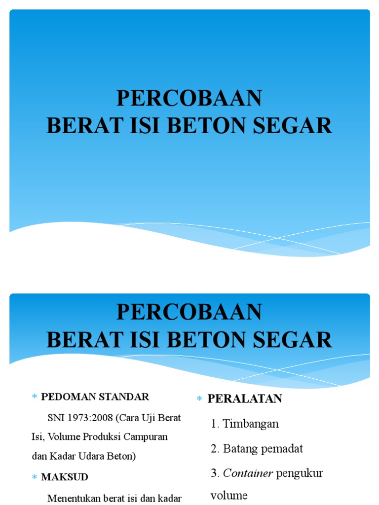 Percobaan Berat Isi Beton Segar | PDF