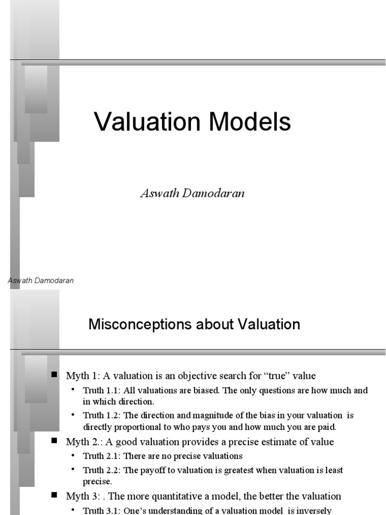 Damodaran's Valuation Models Explained | PDF | Cost Of Capital ...