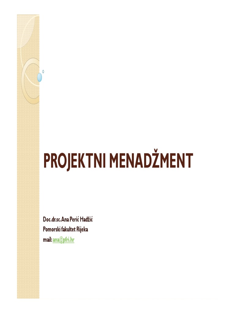 Predavanje 3. Projektni Menadzment | PDF