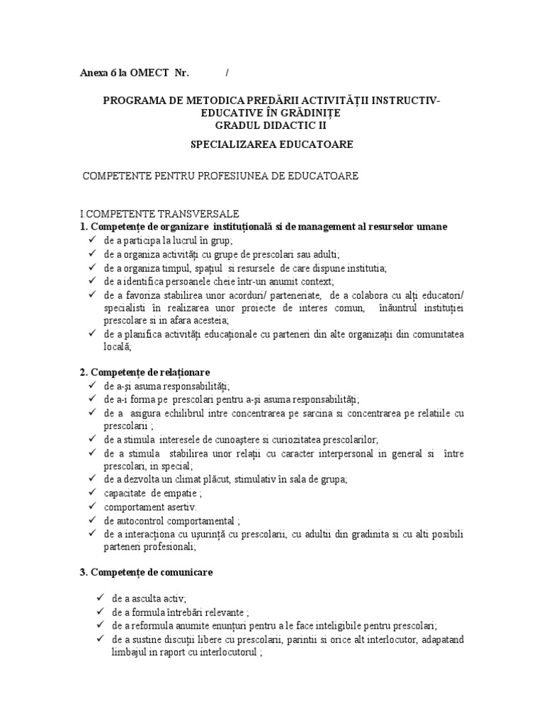 Metodica Activ Inst Educative Grad II Educatoare PDF | PDF