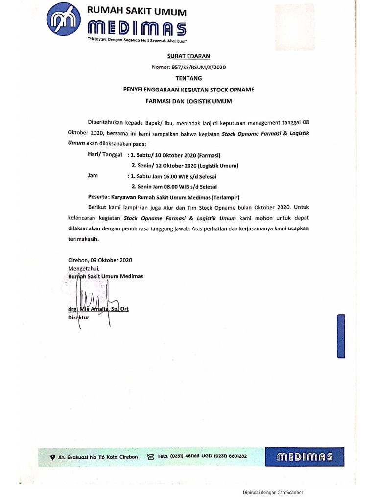 Surat Edaran Stock Opname | PDF