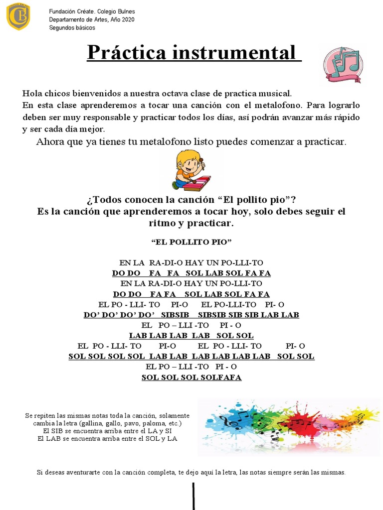 Cancion Del Pollito Pio Espanol