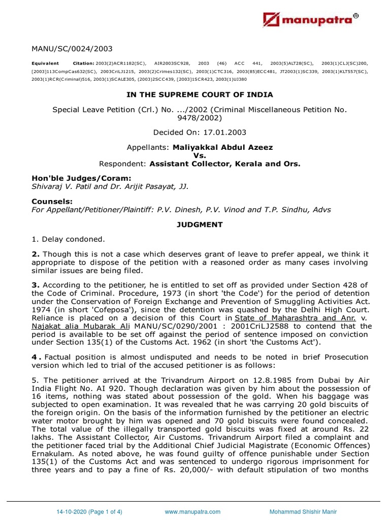 Shivaraj V. Patil and Dr. Arijit Pasayat, JJ.: Equiv Alent Citation ...