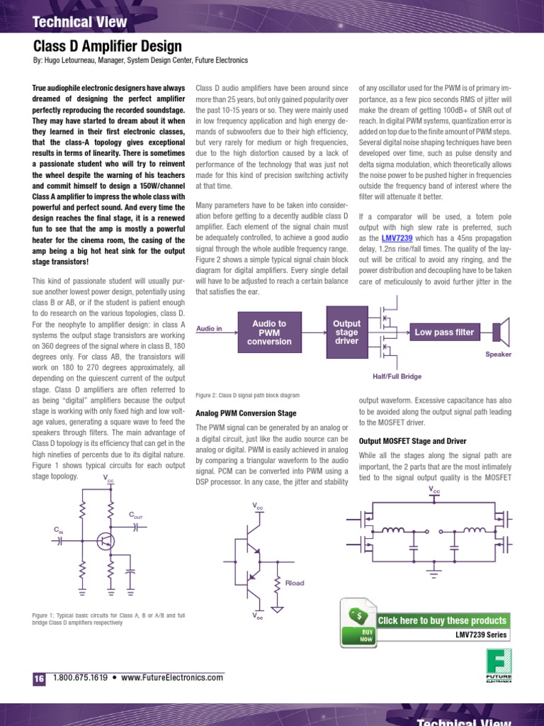 Class D Amplifier Design | PDF | Mosfet | Amplifier
