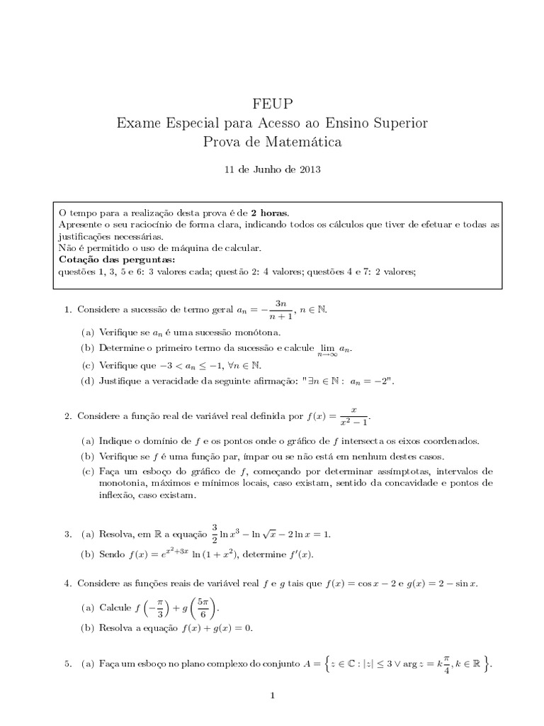 Prova de Matematica 2013-2014 | PDF | Máxima e mínima | Função (Matemática)