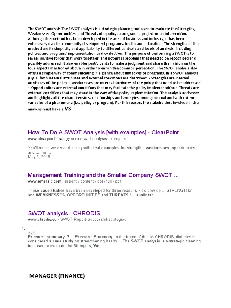 How To Do A Swot Analysis (With Examples) - Clearpoint .. | PDF | Swot ...