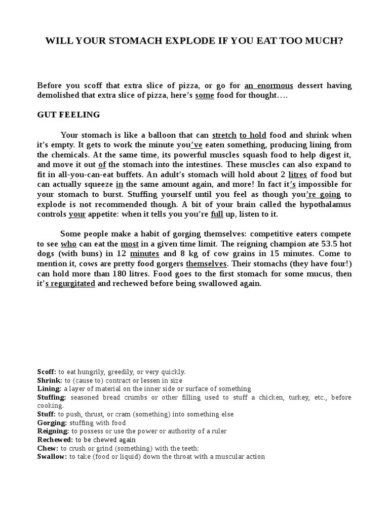 Will Your Stomach Explode If You Eat Too Much?: Gut Feeling | PDF ...