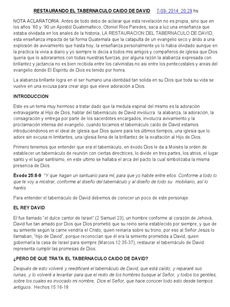 Restaurando El Tabernaculo Caido de David 7 | PDF | Contenido bíblico | Religión y creencia