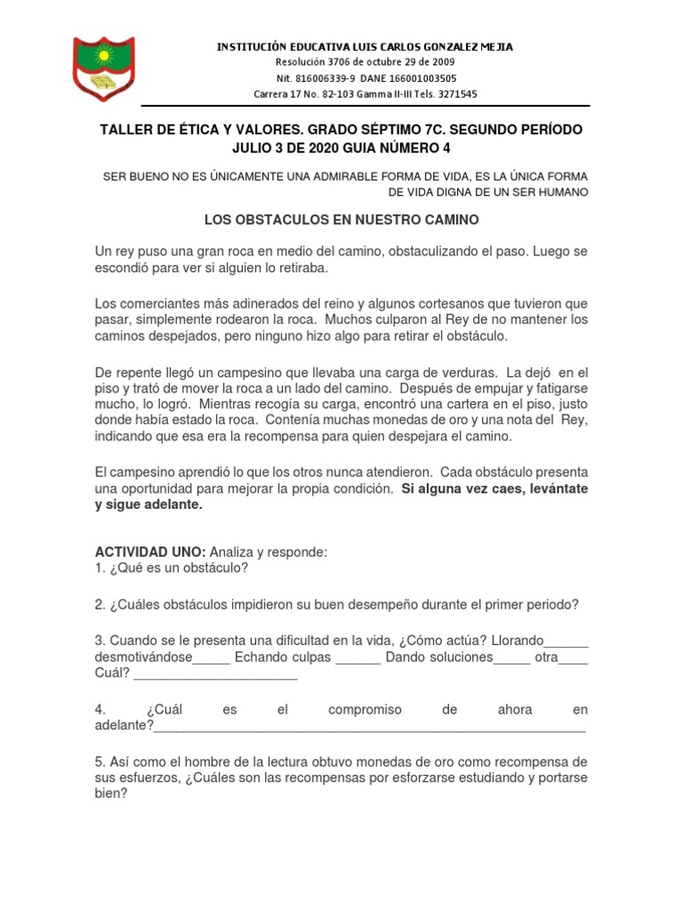 Taller de Etica y Valores PDF | PDF | Liderazgo