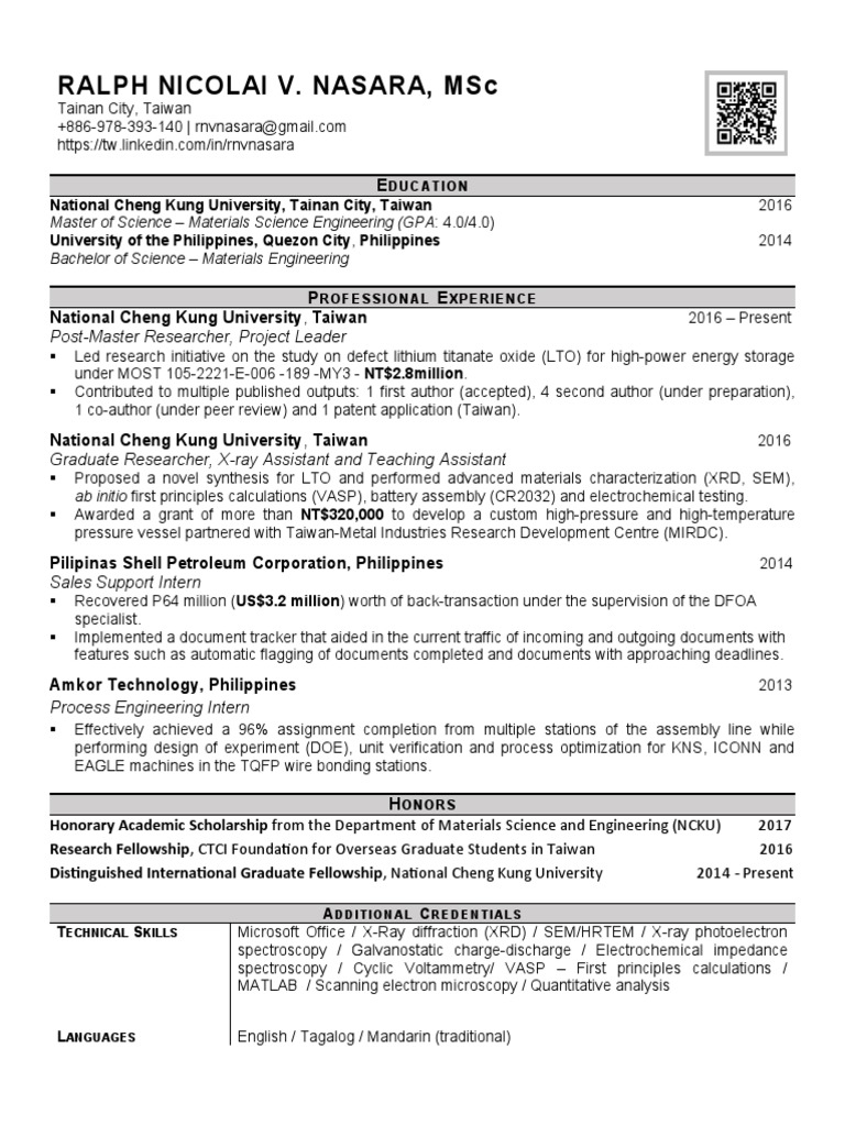 Nasara Ralph Resume | PDF | Scanning Electron Microscope | Materials ...