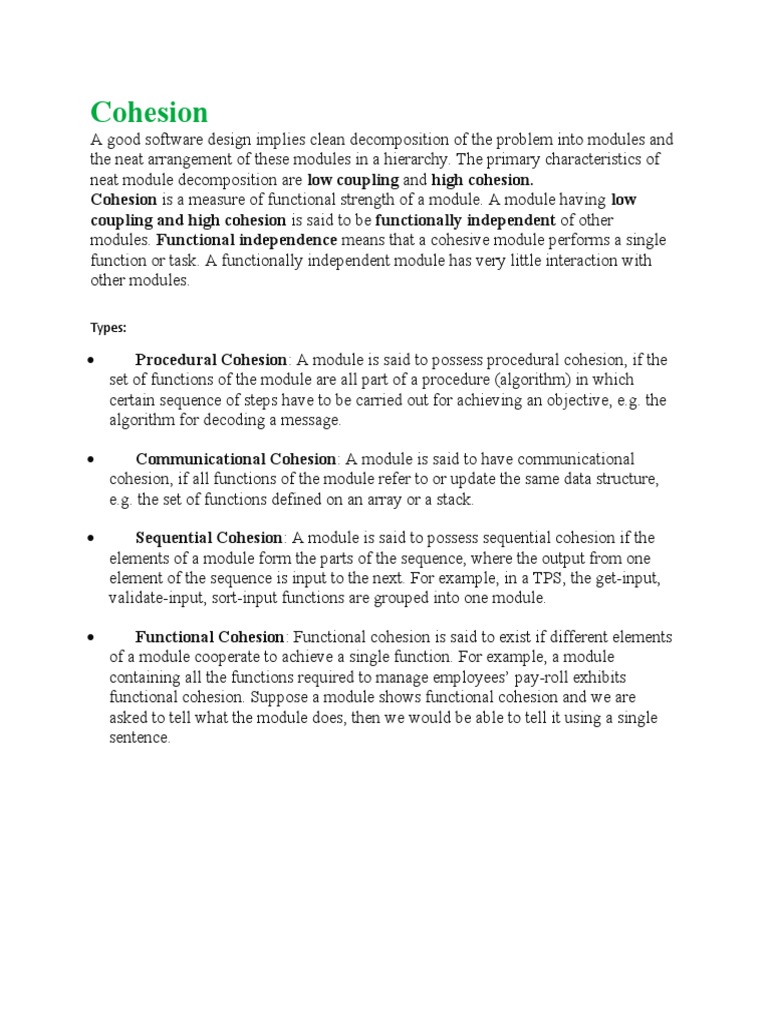 Understanding Cohesion in Software Design | PDF