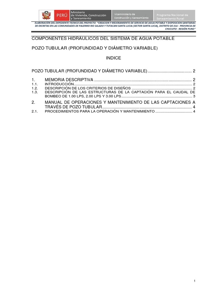 Pozo Tubular | PDF | Red de abastecimiento de agua | Bomba