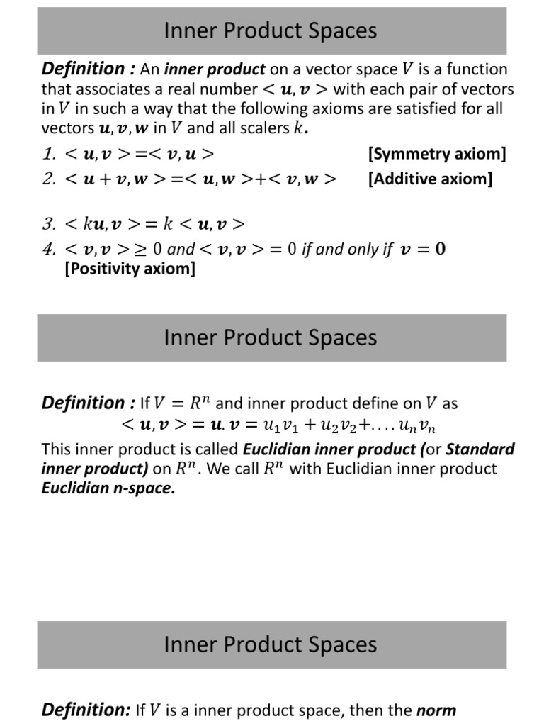 Inner Product Space, 1 PDF | PDF | Euclidean Space | Norm (Mathematics)