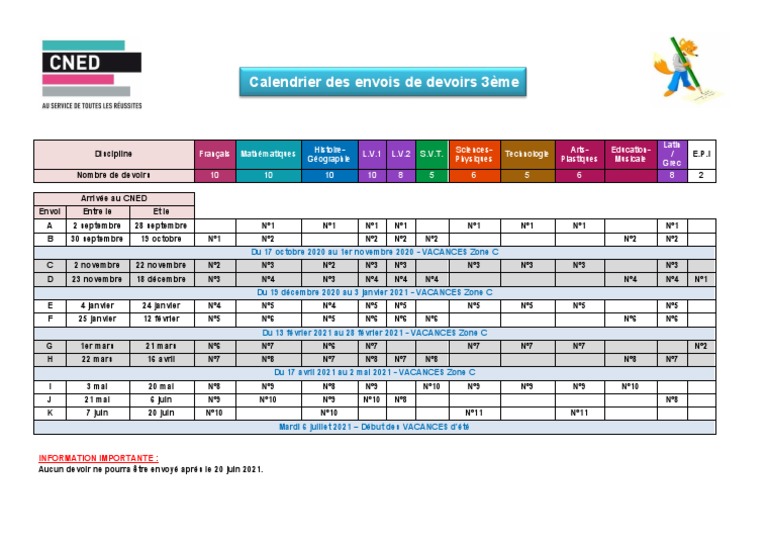 Emploi Du Temps Cned | PDF