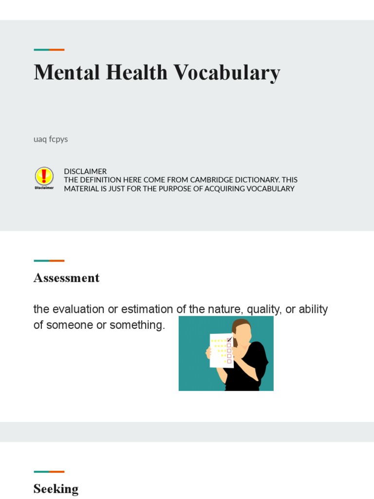 Mental Health Vocabulary | PDF