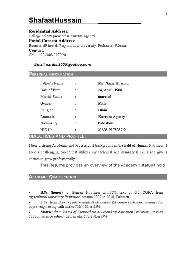 Shafaathussain - : Residential Address: Postal Current Address | PDF ...