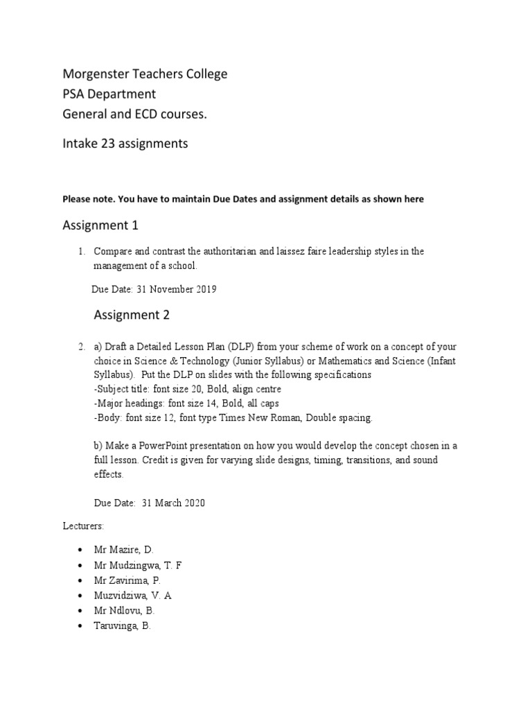 Intake 23 Assignments | PDF