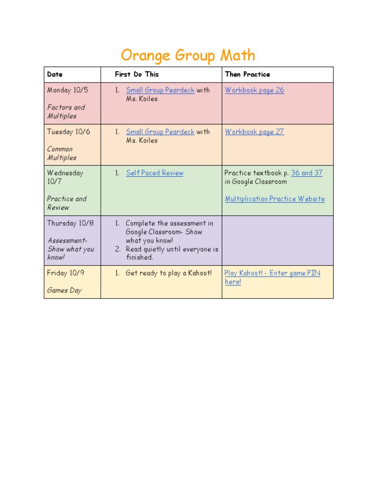 Orange Math 10 5-10 9 | PDF