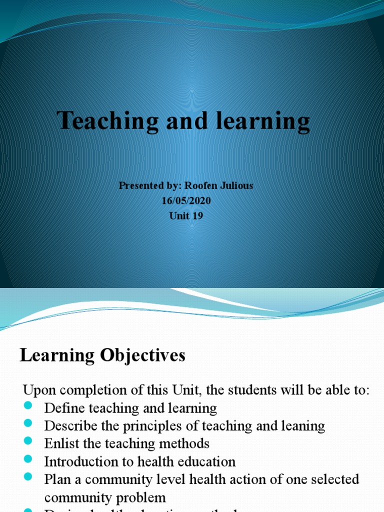 Teaching Principles and Health Education | PDF | Teaching Method ...