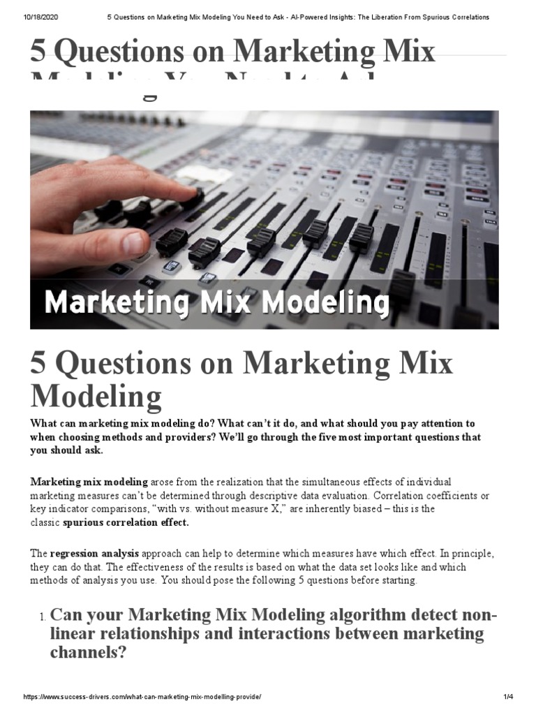 Key Questions for Marketing Mix Modeling | PDF | Correlation And ...